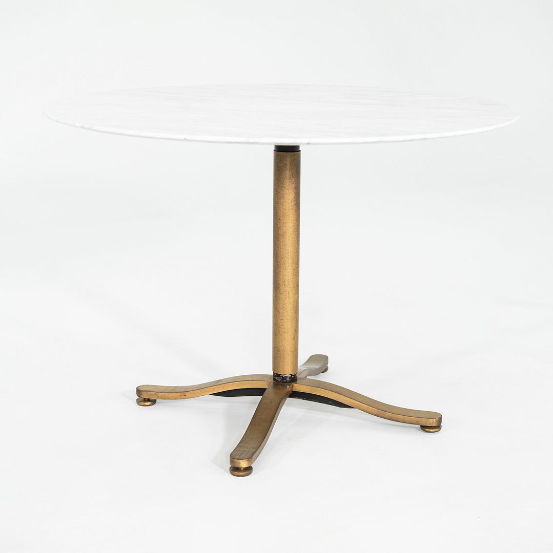 1980s Nicos Zographos Alpha Dining Table in Solid Bronze w/ White Marb ...