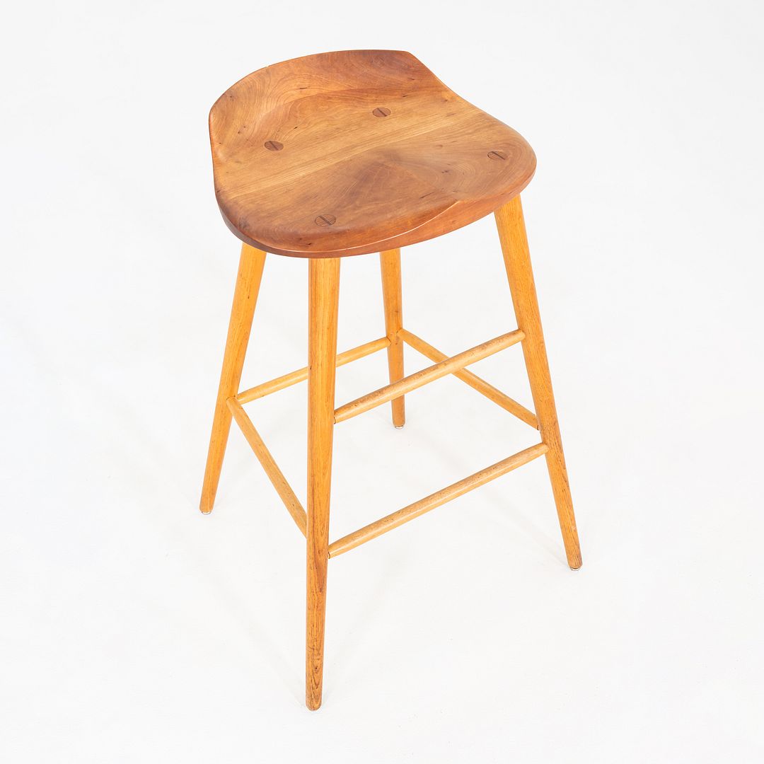 1986 Pair of Thomas Moser Bar Stools Comprised of Cherry and Ash Wood ...