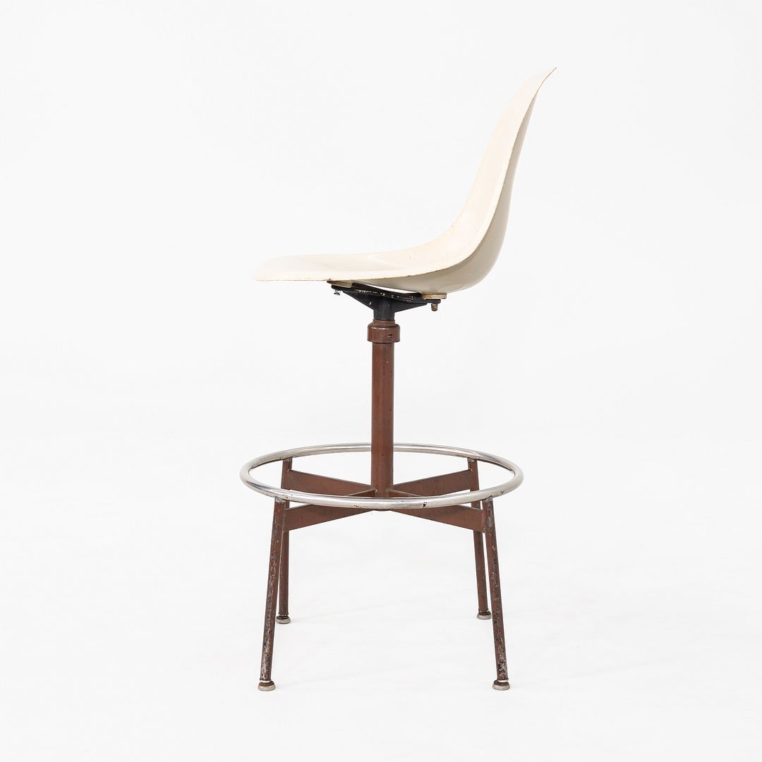 C. 1962 Herman Miller Eames Drafting Shell Chair 622NS with White Shel ...